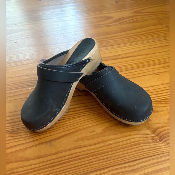Bjork | Shoes | Bjork Dark Brown Leather Clogs With Wooden Sole | Poshmark
